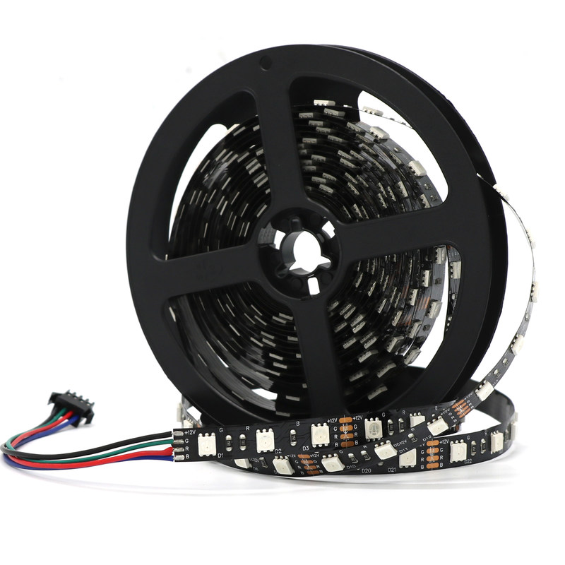 5m 5050 Rgb 300 Led Strip Lights 22LM Led Strip Ip67 24v Black PCB